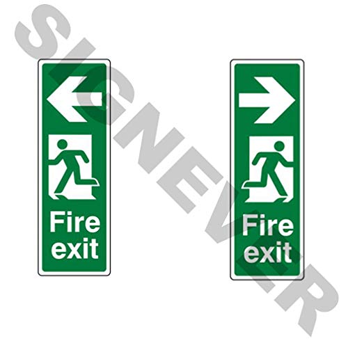 SIGN EVER Fire Exit Run Arrow Combo Sign Boards For Office Business ...