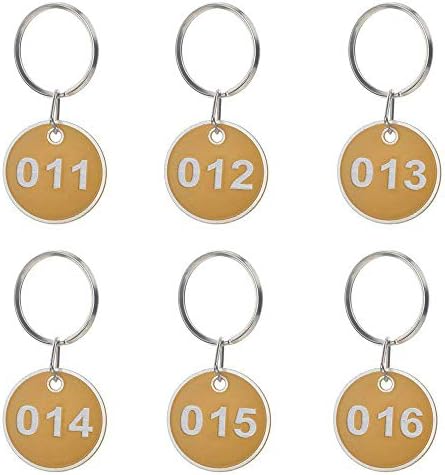 Sourcemall Aluminum & Plastic Key Tag Numbered Key Rings 30mm (Yellow ...