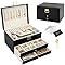 Amazon.com: DesignSter Jewelry Box, Jewelry Organizer with 2 Drawers, 3 Layers Leather Jewelry ...