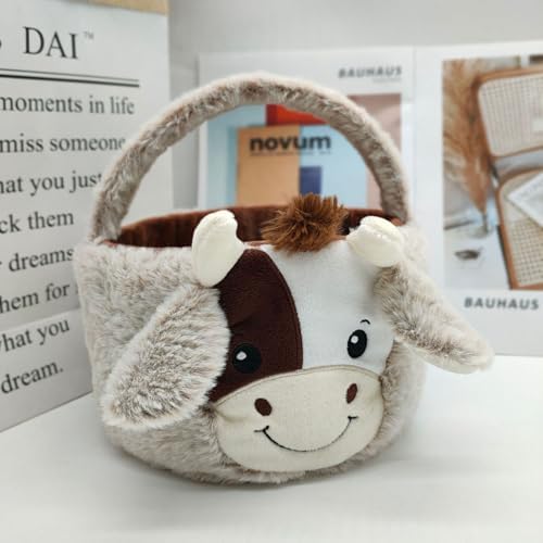 Amazon.com : Cute Plush Cow Easter Basket for Kids, Easter Basket ...