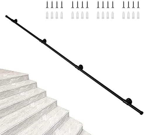 Senmit 12 Feet Square Tube Handrail, Wall Mount Industrial Modern ...