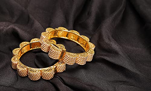 Buy Accessher White Color Gajra Styles Moti/Pearl Bangles Screw Bangles ...