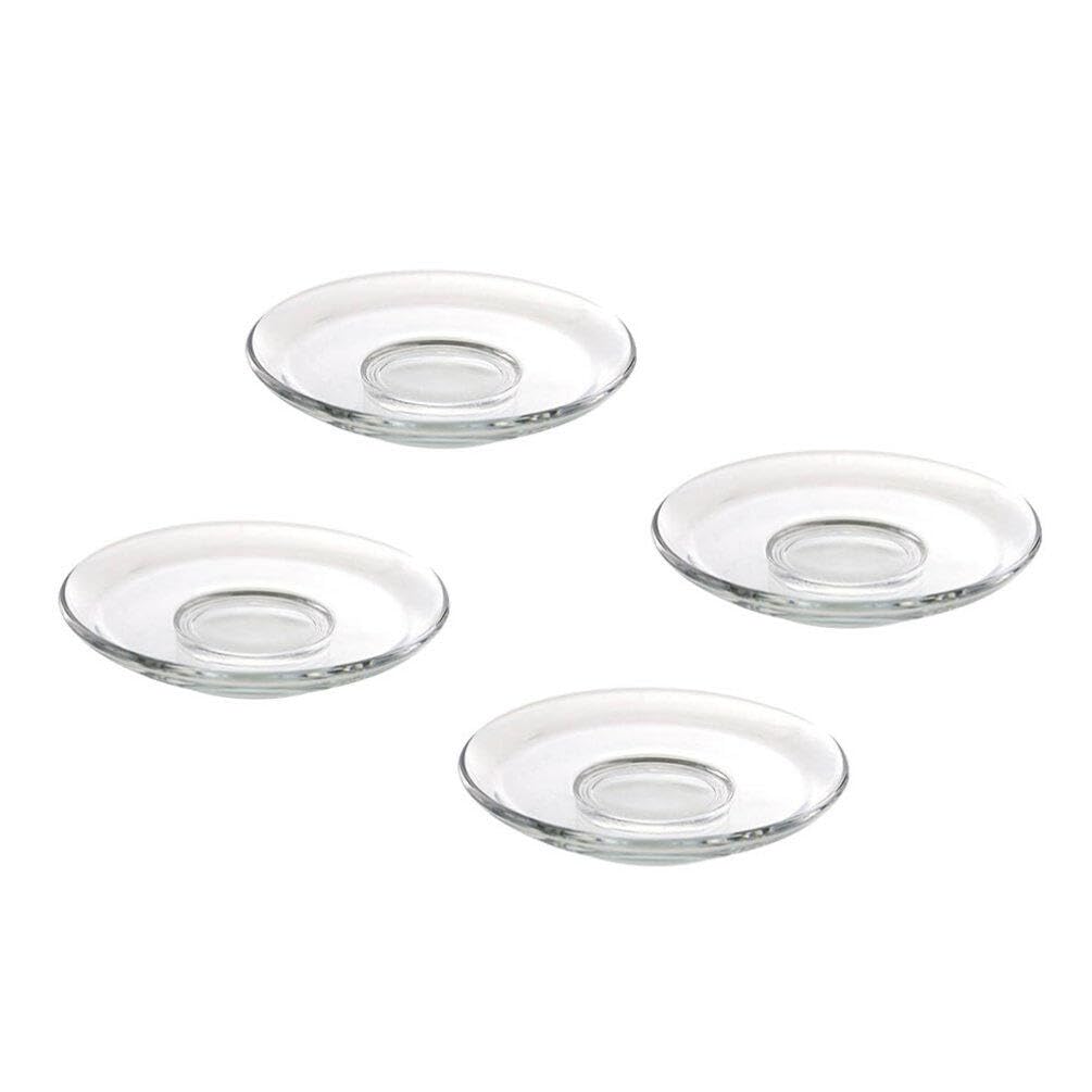 jojofuny 4Pcs Clear Glass Plate Canape Plates Round Cup Saucers Small ...
