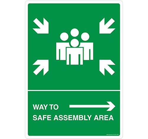 Way to Safe Assembly Area, (FE302-A4AL-01), Material: NightGlo Rigid ...