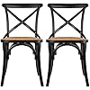 Amazon.com - "2xhome Set of 2 Farmhouse Cross Dining Chairs with Woven ...