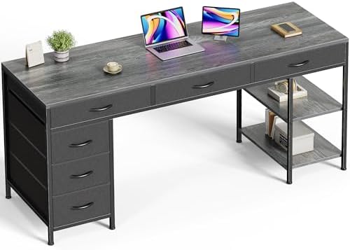 Amazon.com: Huuger Computer Desk with 6 Drawers, Office Desk with ...
