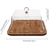 Wood Cake Stand Square Cake Tray with Acrylic Dome Cover Display Plate ...