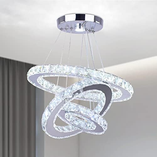 Cainjiazh Modern Crystal Chandeliers 3 Rings Round LED Chandelier ...