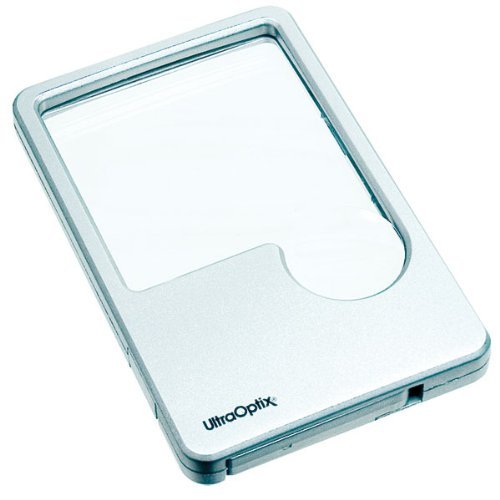 UltraOptix Lighted LED Wallet Magnifying Lens 2x With 6x Insert ...