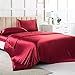 Amazon.com: Satin Bed Sheets Queen Sheet Set, Red Silk Sheets, 4 ...