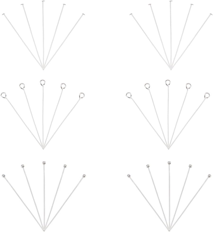 Amazon.com: PH PandaHall 30pcs 925 Sterling Silver Head Pins 3 Stlyes 2 ...
