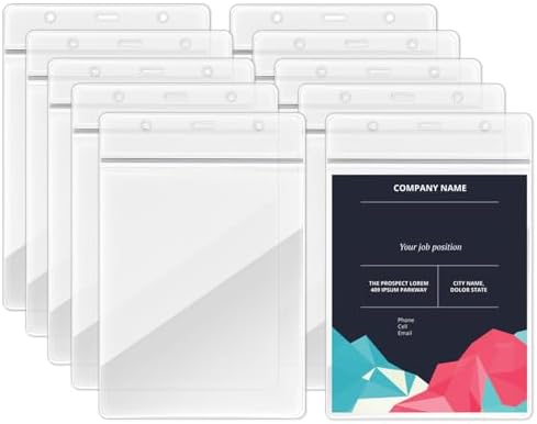 10 Pcs A6 Vertical Badge Holders Extra Large Portrait Clear ID Card ...