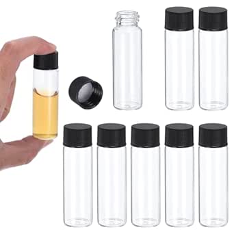 PATIKIL 15ml Clear Glass Vials, 8 Pack Sample Vials with Screw Cap ...