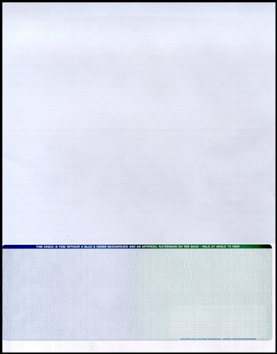 Premium Bottom Check Stock - Perfs: 2 - 4 Inches, 3 1/2 Inches, 3 1/2 ...