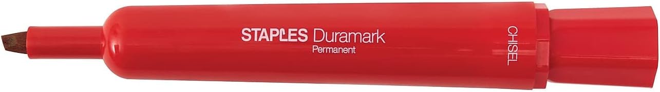 Amazon.com : STAPLES Duramark™Permanent Markers, Chisel Tip, Red, Dozen ...
