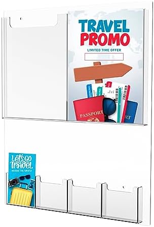 Amazon.com : Ripeng 6 Pockets Acrylic Brochure Holder Wall Mount Rack ...