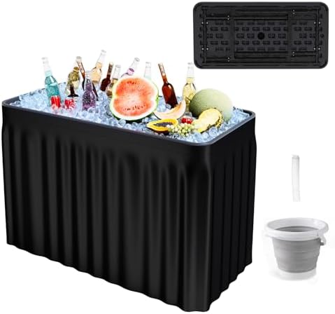 Amazon.com: Suzile 2 Sets 4 Foot Folding Ice Cooler Table with Drain ...