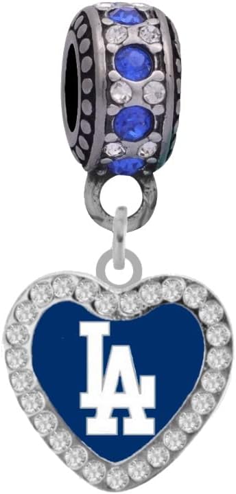 Amazon.com: Los Angeles Dodgers Crystal Heart Charm Compatible With ...