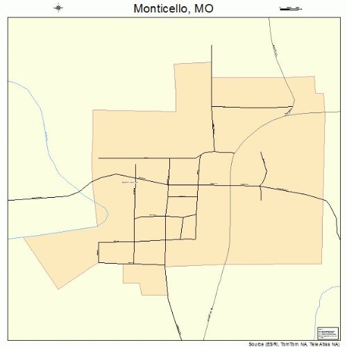Large Street & Road Map of Monticello, Missouri MO - Printed poster ...