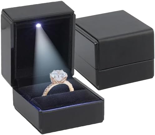 Amazon.com: Novel Box Square Shaped Black Ring Box With LED Light 2 ...
