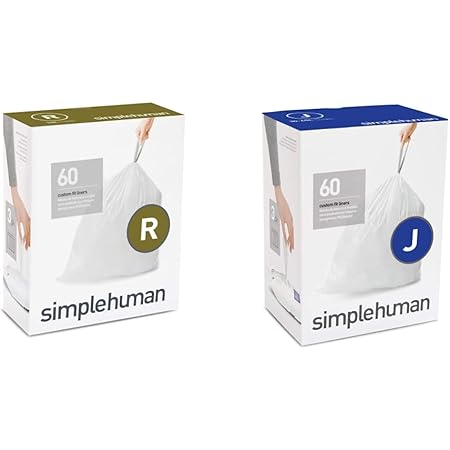 Amazon.com: simplehuman Code R Custom Fit Drawstring Trash Bags in Dispenser Packs, 60 Count, 10 ...