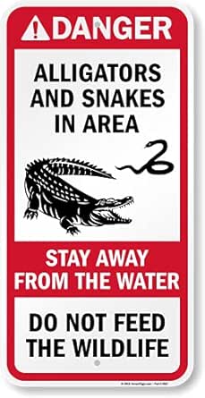 SmartSign 24 x 12 inch “Danger - Alligators and Snakes in Area, Stay ...