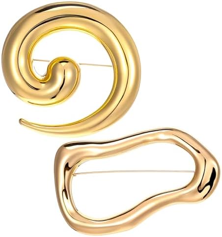 Amazon.com: 2Pcs Geometric Brooch Pin Round Spiral Irregular Lapel Pins ...