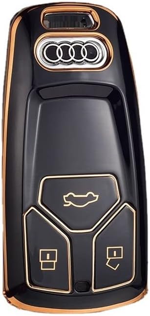 JVCV® Gold Border TPU Key Cover Compatible with Audi A4 Smart Key ...