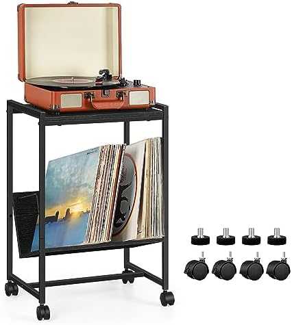 Record Player Stand Table with Album Storage, Turntable Stand for Vinyl ...
