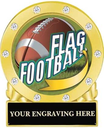 Amazon.com: Gold Flag Football Pin Award, Crown Awards 1.35" Engravable ...