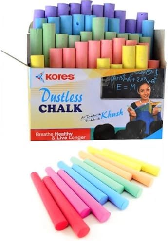 Non Toxic COLOUR Chalks, 50 pcs, Smooth & Dustless Blackboard COLOUR ...