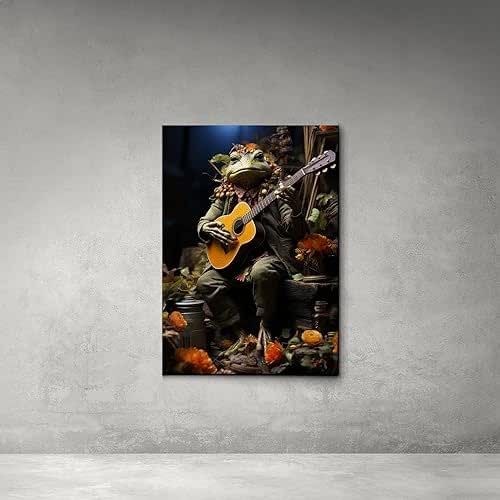 Amazon.com: Cute Frog Banjo Musician, Funny Frog Posters Vintage Poster ...