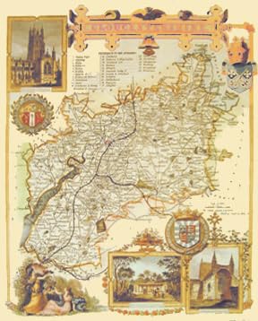Gloucestershire County Map, Thomas Moule Gloucestershire Map,: Amazon ...