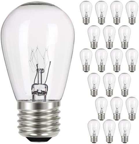 Sterl Lighting S14 Outdoor String Light Bulbs - 20 Pack, 11W, E26 Base ...