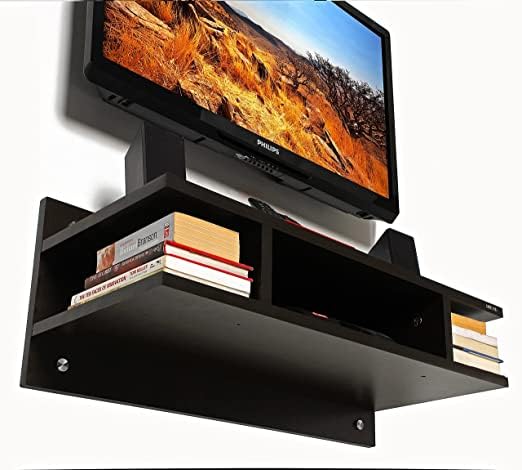 SMART SHOPPEE Wall Mounted TV Entertainment Unit with 2 Wooden Carved ...