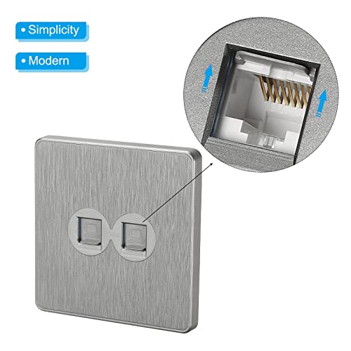PATIKIL Ethernet Socket Dual Port RJ45 CAT6 Wall Plate Grey for ...