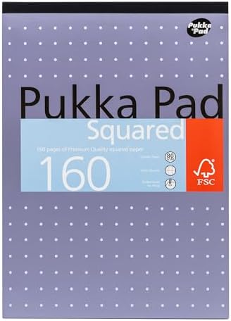 A4 5mm Squared Ruled Pads 80GSM 160 Pages (6 Pack) : Amazon.co.uk ...