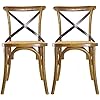 Amazon.com - 2xhome Wooden X Back Dining Chair | Woven Rattan Seat with ...
