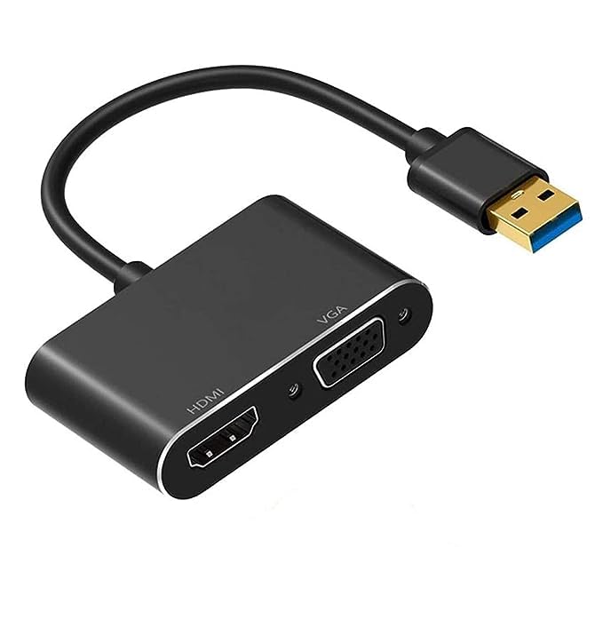 GR Deals USB 3.0 to HDMI & VGA, 2 in 1 Adapter USB 3.0 to VGA/HDMI ...