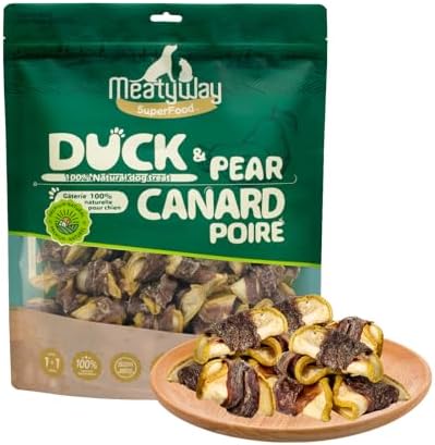 MeatyWay Duck & Pear Wrapped Dog Treats, High Protein, Low Fat, 100% ...