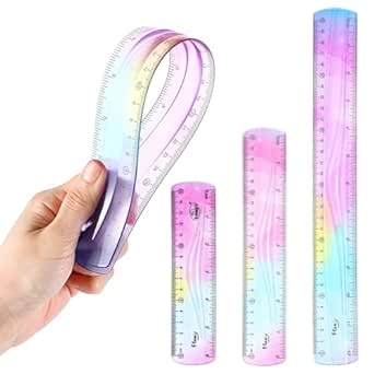 Mabor 3-Piece Flexible Ruler Set - 6inch, 8inch, 12inch Plastic Ruler ...