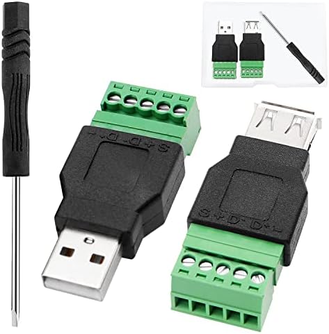 VooGenzek 2 Pieces USB 2.0 A Screw Male Female to 5 Pin Female Screw In ...