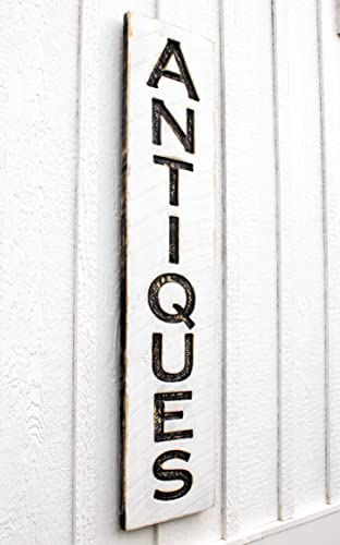 Amazon.com: Vertical Antiques Sign | 43" tall x 10" wide | Carved in ...