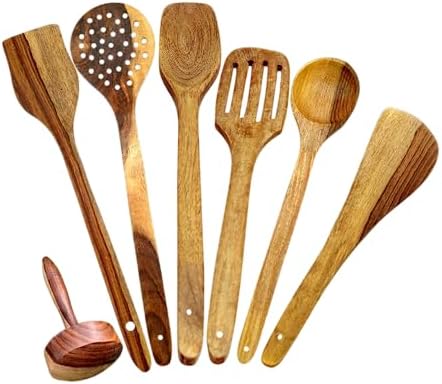 Buy NOHUNT Wooden Serving and Cooking Spoons Set Kitchen Organizer ...