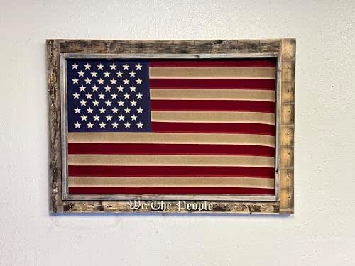 Amazon.com: Tea Stained American Flag | Old American Flag set in Rustic ...