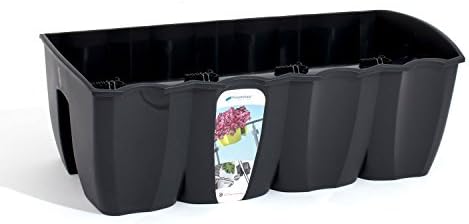 Prosperplast 18 ltr Graphite L size CROWN flower pot for railing, 3 ...