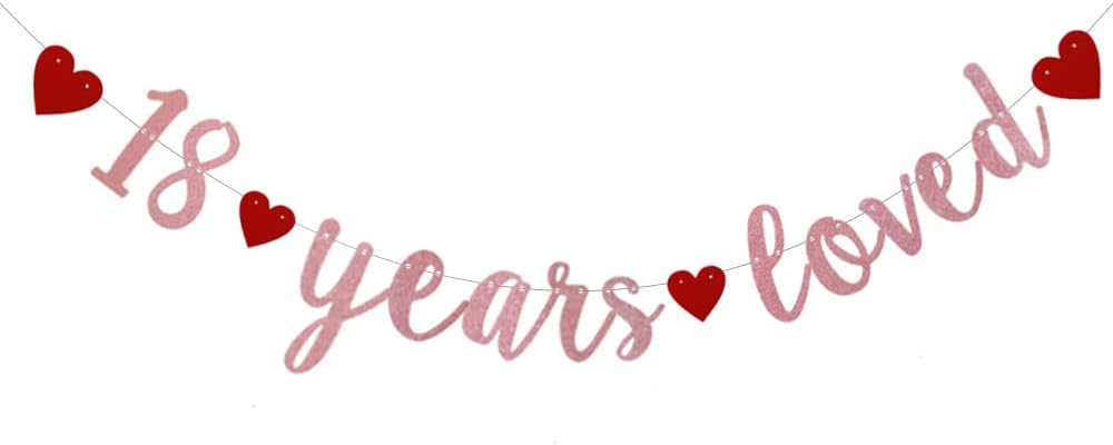 Amazon.com: 18 Years Loved Banner, Pre-Strung,Rose Gold Glitter Paper ...