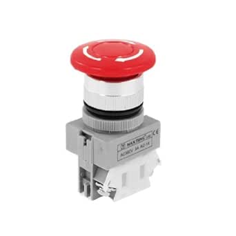 AC 380V Control Electrical 3A 22mm Threaded Latching Red Mushroomhead Momentary Push Botton ...
