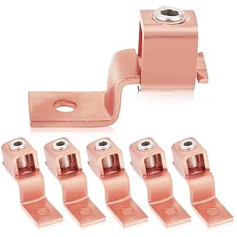 Tellegloww 5 Pcs 125 Copper Mechanical Lug, 8-1/0 AWG Solid Mechanical ...