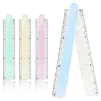4PCS Plastic Folding Ruler Set, 30cm Transparent Rulers - Durable ...